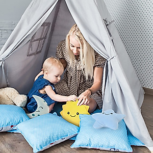 BenBen Sun Plush Toy 12 inch, Set of 3, 7 inch Stuffed Star and Moon, Cute Plushies Gift, Kids Bedroom Decorative Toy, Easter Basket Stuffers, Fun Plush Pillow for Home Décor