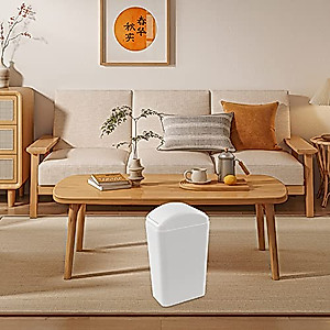 Ponpong 3.5 Gallon Slim Plastic Trash Bin, Garbage Can with Swing Lid, 1 Pack