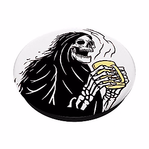 Grim Reaper Drinking Coffee Skull Skeleton Death PopSockets PopGrip: Swappable Grip for Phones & Tablets