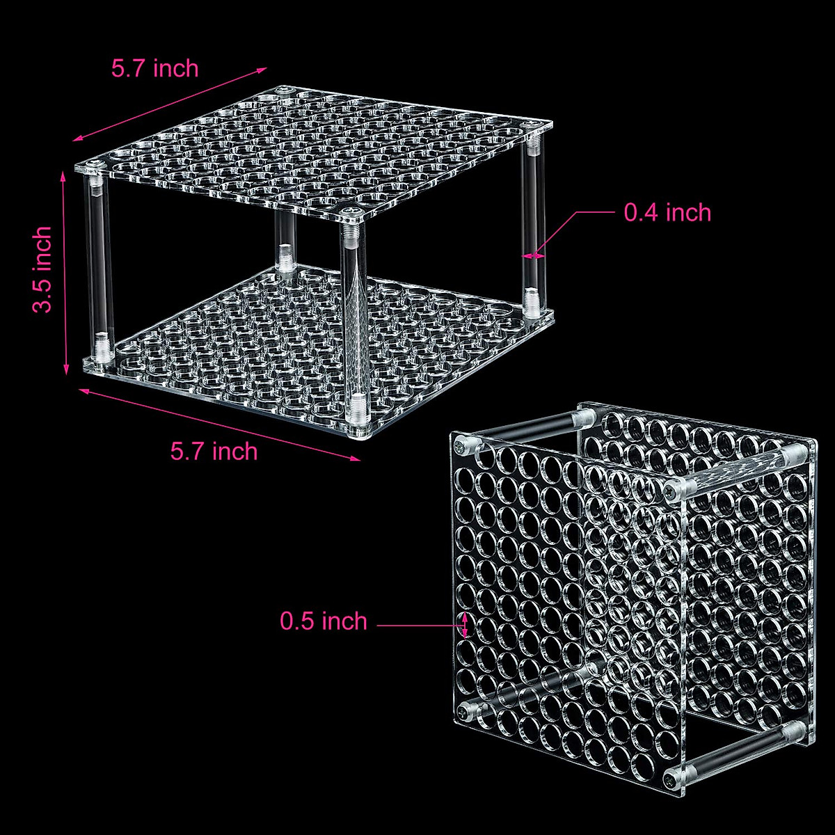 96 Hole Pencil Brush Holder Acrylic Pen Holder Desk Stand Organizer for Pencils Paint Brushes Markers Display and Home Storage (1 Pieces)