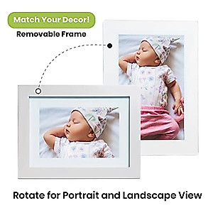PhotoSpring 10in WiFi Digital Picture Frame with Battery, Send Photos from Anywhere via Email, App, or Web, Easy Touch Screen Setup, 1280x800 Display, Plays Videos, White