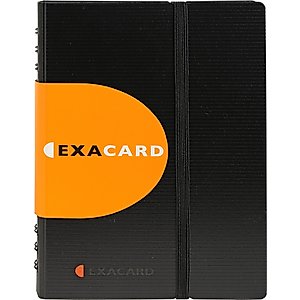 Exacompta - Ref 75034E - Exactive - Exacard Business Card Holder - 20 x 14.5 cm in Size, Holds Up to 120 Cards, 20 Sheets, Suitable for 60 x 90mm Business Cards - Black