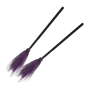 NOLITOY 2pcs Halloween Witches Broom, Broomstick Costume Props Dress Up for Halloween Cosplay Party Supplies (Random Color)