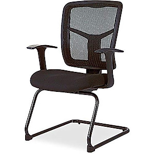 Lorell ErgoMesh Series Mesh Side Arm Guest Chair, Black