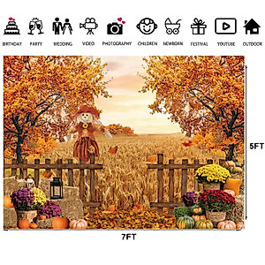 LTLYH 7x5ft Autumn Backdrop Fall Forest Theme Banner Photo Backdrops Thanksgiving Harvest Season Party Banner Decor Photoshoot Backdrops 201