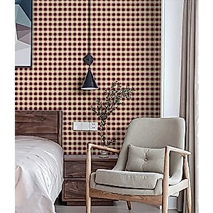 YIFU LIFE F13461 Checkered Peel and Stick Wallpaper 17.7"×9.8ft Red Lattice Vinyl Self Adhesive Removable Contact Paper Shelf Liner for Home Decor