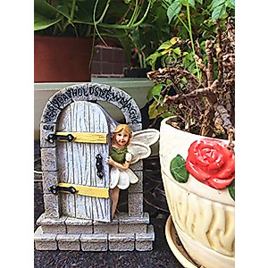 MUAMAX Fairy Door Fairy Garden Door Miniature Fairy Door Outdoor Magical Fairies Entrance Door Fairy Garden Supply Gifts