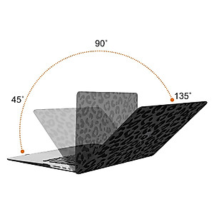 MOSISO Compatible with MacBook Air 13 inch Case (models: A1369 & A1466, Older Version 2010-2017 Release), Plastic Leopard Grain Hard Shell Case & Keyboard Cover Skin & Screen Protector, Black