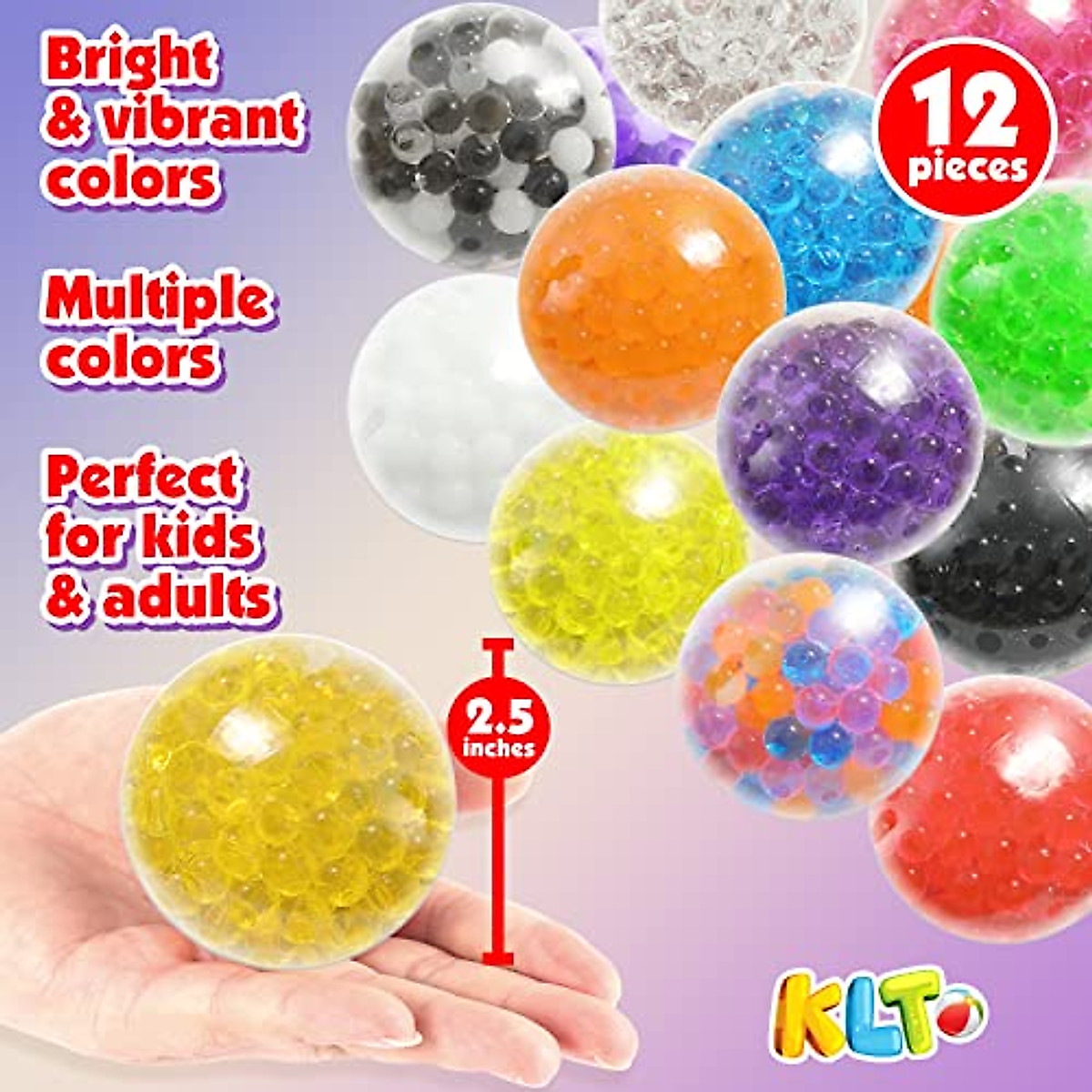 KLT Sensory Stress Balls Set 12 Pack for Adults and Kids - Sensory Toys for Autistic Children, Fidget Toys Stress Relief, Squishy Toys for Students, Prize Box Toys for Classroom, Party Favors