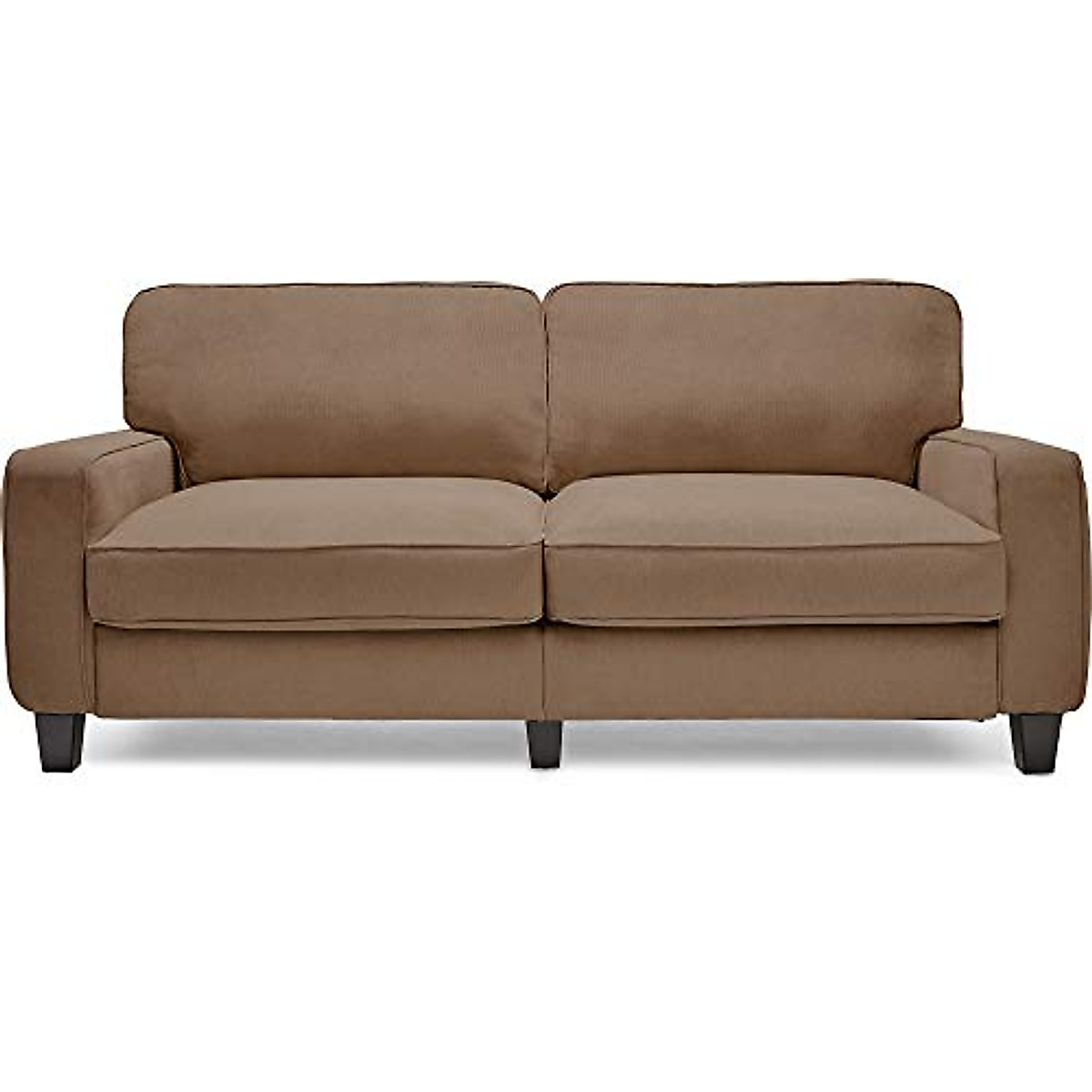 Serta Palisades 78" Track Arm Sofa, Easy Care Polyester, Soft Pillow Back, Pocket Coil Seat Cushions, Removable Covers, Loveseat or Couch for Small Spaces, Living Rooms or Bedrooms, Tan