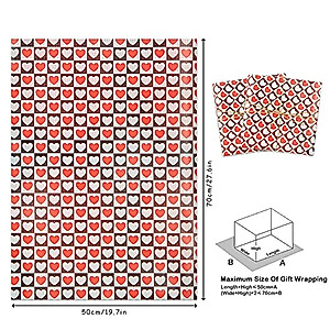 Father's Day Wrapping Paper,6 Folded Sheets Red Heart Plaid Love Heart Gift Wrapping Paper Wife Mother Couple Female Girl Gift Wrap Paper Wedding Anniversary Birthday Valentine's Day,20 x 28 inches