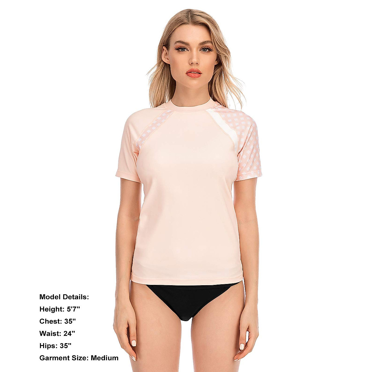 ADOREISM Women's Quick-Dry UPF 50+ Sun Protection Short Sleeve Rash Guard (Light Orange, XL)