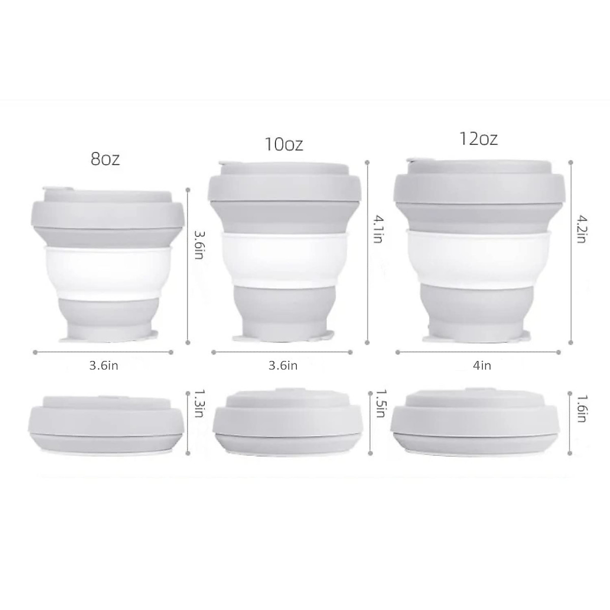 HOGOWARE travel coffee mug collapsible cup insulated tumbler smoothie with lid silicone reusable to go foldable silicon folding hot cold tea water- 12oz (Dark Gray)