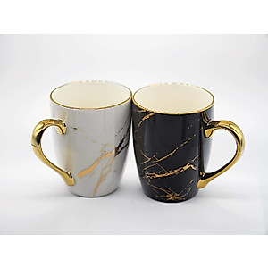 Set of Golden Marble White and black coffee mug ceramic tea cup for men women Christmas gift Perfect for Coffee, Cappuccino, Tea, (WHITE & BLACK)
