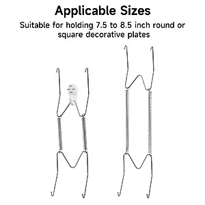 Fasunry 10 Pack 8 Inch Plate Hangers, Plate Hangers for The Wall with 12 Pack Wall Hooks, Compatible 7.5 to 8.5 Inch Decorative Plates and Arts