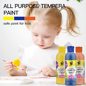 TBC The Best Crafts Washable Tempera Paint Set for Kids, 6 Vibrant Colors Large Volume (8 fl oz./236ml), Non-Toxic Craft Painting Supplies for DIY Projects, Tempera and Posters, Finger Painting