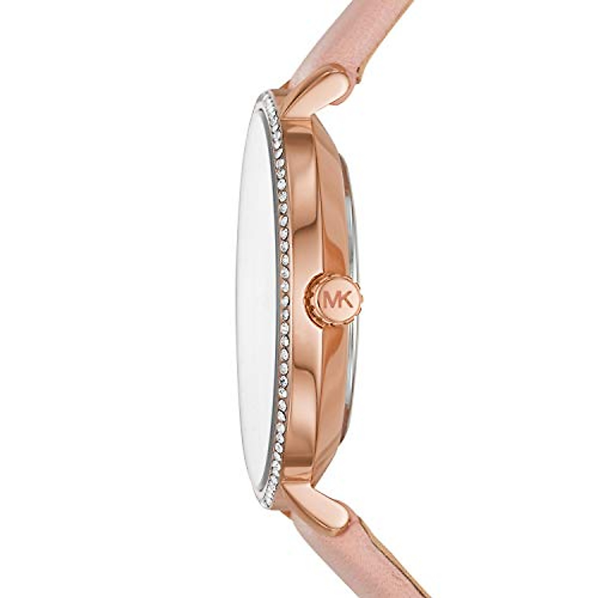 Michael Kors Women's Pyper Stainless Steel Quartz Watch with Leather Strap,Rose Gold/Pink/White, 14