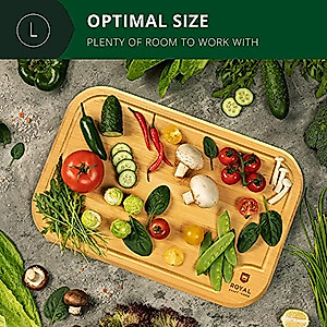 Bamboo Serving Boards, Wood Chopping Boards with Juice Groove, Wooden Serving Board for Vegetables