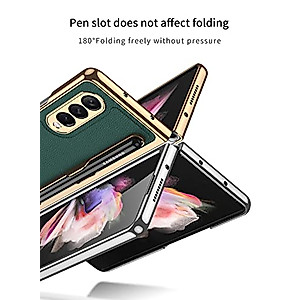 SHIEID Samsung Z Fold 3 Case with S Pen Holder, Galaxy Fold 3 Case Exculsive Custom Pen Slot Slide Phone Case Compatible with Samsung Galaxy Z Fold 3 5G, Carbon Fiber Pattern