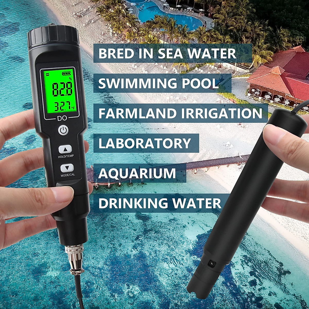 Dissolved Oxygen Meter,Portable Oxygen Meter Range:0-40mg/L,Dissolved Oxygen Test Kit with Electrode Filling Fluid,Aquarium Water Test Kit
