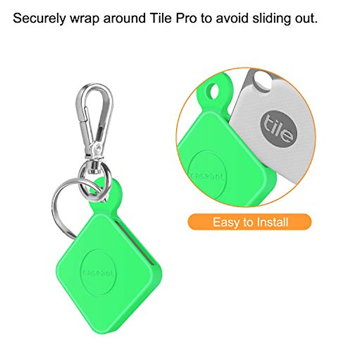 [4 Pack] Fintie Silicone Case with Carabiner Keychain for Tile Pro (2020 & 2018), Anti-Scratch Lightweight Soft Protective Sleeve Skin Cover, Black+Green Glow