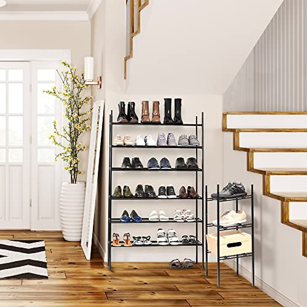 Simple Houseware 3-Tier Extendable Shoe Rack, Black