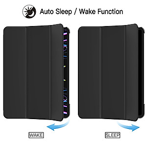 JETech Case for iPad Pro 11-Inch, 2022/2021/2020/2018 Model (4th/3rd/2nd/1st Generation), Compatible with Pencil, Cover Auto Wake/Sleep (Black)