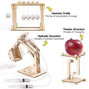 STEM Science Kits for Kids Ages 8-12, Wood Crafts Building Kits for Boys 6-8, Science Experiment Projects, Wooden Puzzles 8-10-12, Engineering Model Kit, STEM Toys for 7+ 8 9 10 12 14 Years Old