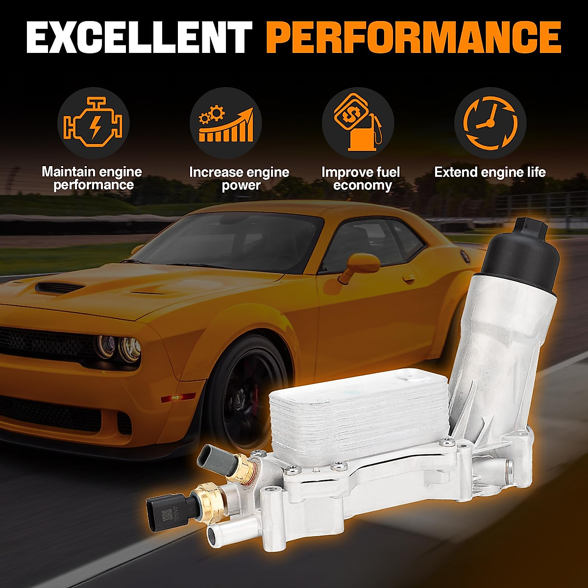 WEILEITE 68310865AB 3.6 Engine Oil Cooler Filter Housing Adapter Compatible With Dodge Journey Charger Challenger Caravan Ram ProMaster Jeep Wrangler Grand Cherokee Chrysler 200 300 2017 2018