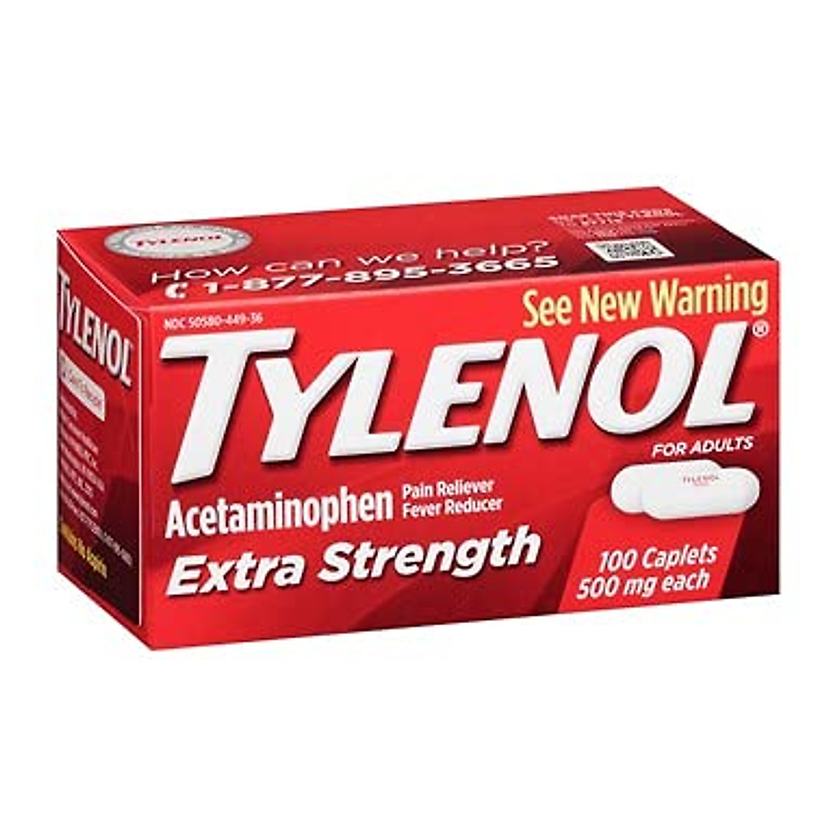 Tylenol Extra Strength Caplets, 500mg - 100 ct, Pack of 4