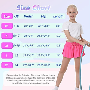 QooNoo Girls Butterfly Shorts with Pocket Flowy Athletic Shorts High Waist Preppy Running Shorts for Kids Teen (Hot Pink,Small)