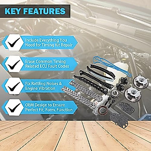 5.4 Timing Chain Kit Cam Phaser Repair Kit for 2005-2014 Ford F-150, F-250, F-350, Expedition, Lincoln Navigator, Mark LT 5.4L Triton Cam Phaser Repair Kit