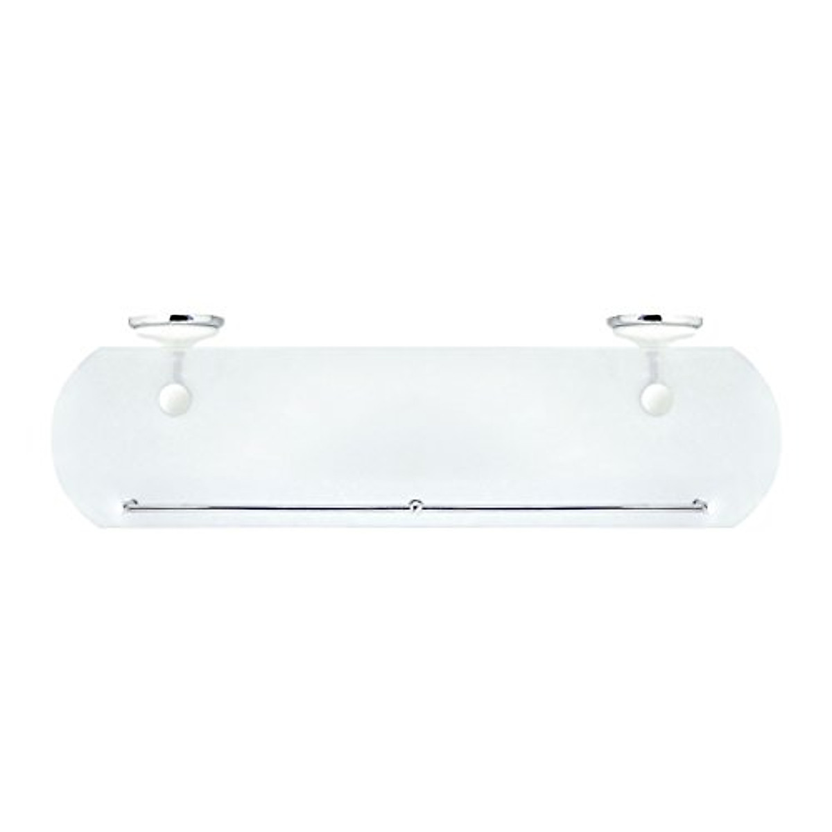 MODONA 20" Frosted Glass Shelf with Pre-Installed Rail - White Porcelain & Chrome - Arora Series - 5 Year Warrantee