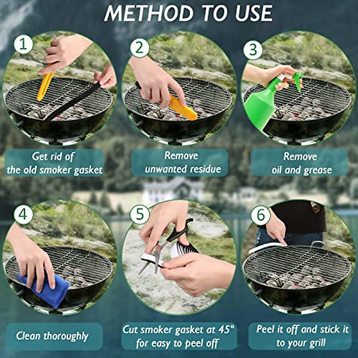 Lineba Smoker Gasket, 15 FT Long BBQ Smoker Self Stick Seal Tape, 1/2” x 1/8” High Temp Seal Grill Gasket for Smokers and BBQ Lid