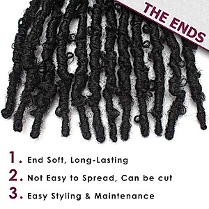 Niseyo 6 Packs Butterfly Locs Crochet Hair 12 Inch Pre Looped Natural Black Distressed Locs Crochet Braids (1B)