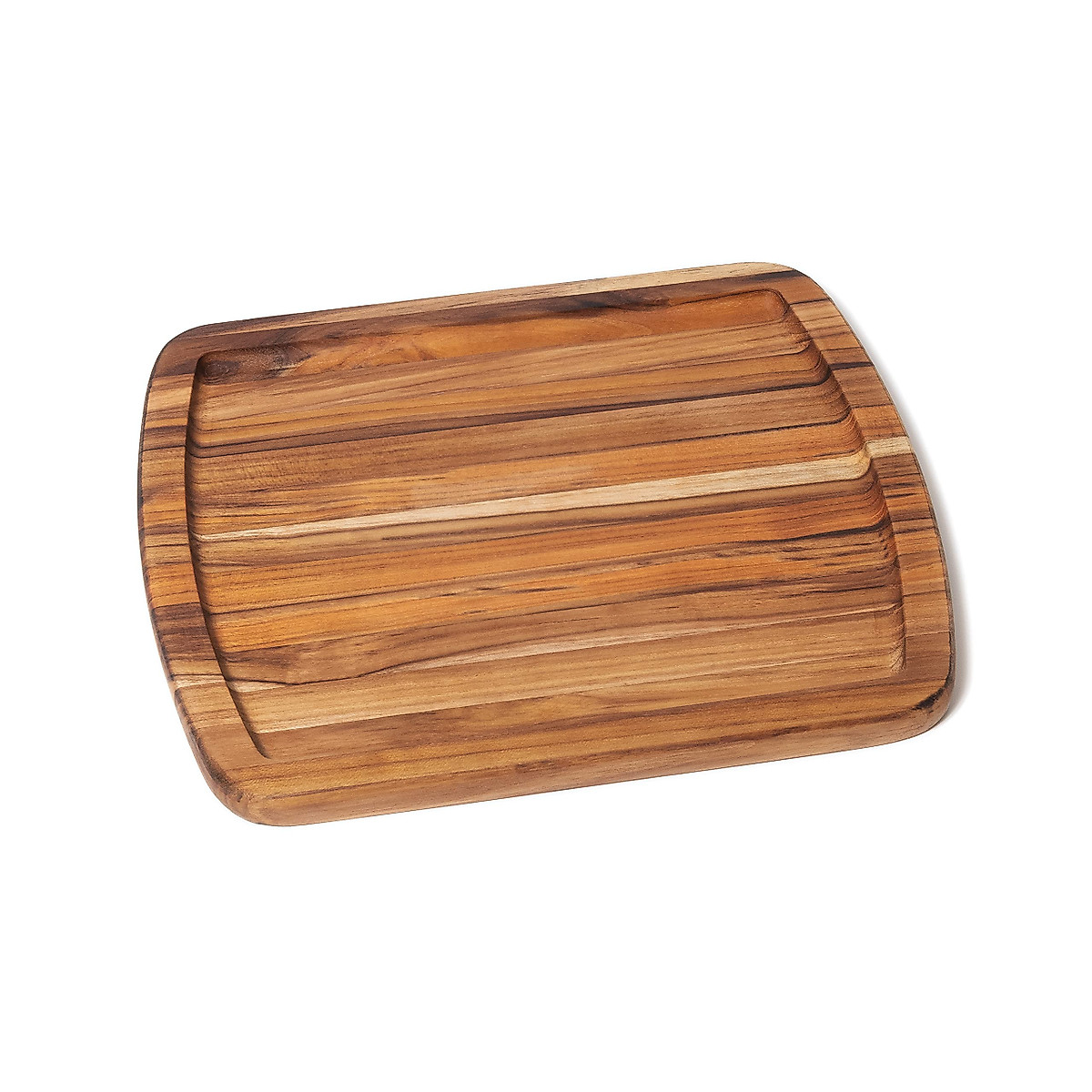 Lipper International Teak Wood Edge Grain Serving Platter, Small, 12" x 10" x 3/4"