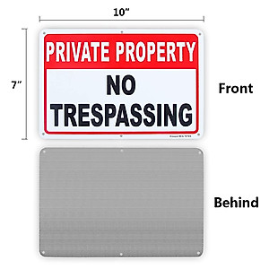 3 Pack Private Property No Trespassing Sign 10"x 7" .04" Aluminum Reflective Sign Rust Free Aluminum-UV Protected and Weatherproof