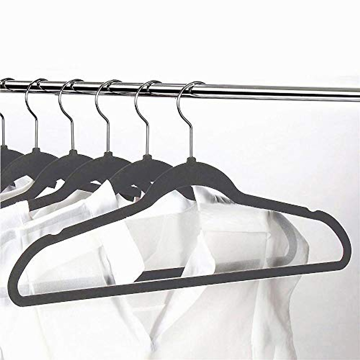 Yaheetech 100 Pack Non Slip Velvet Hangers Heavy Duty Suit Hangers Flocked Coat Suit Hangers Space Saving Clothes Hangers with 360° Swivel Hook, Gray