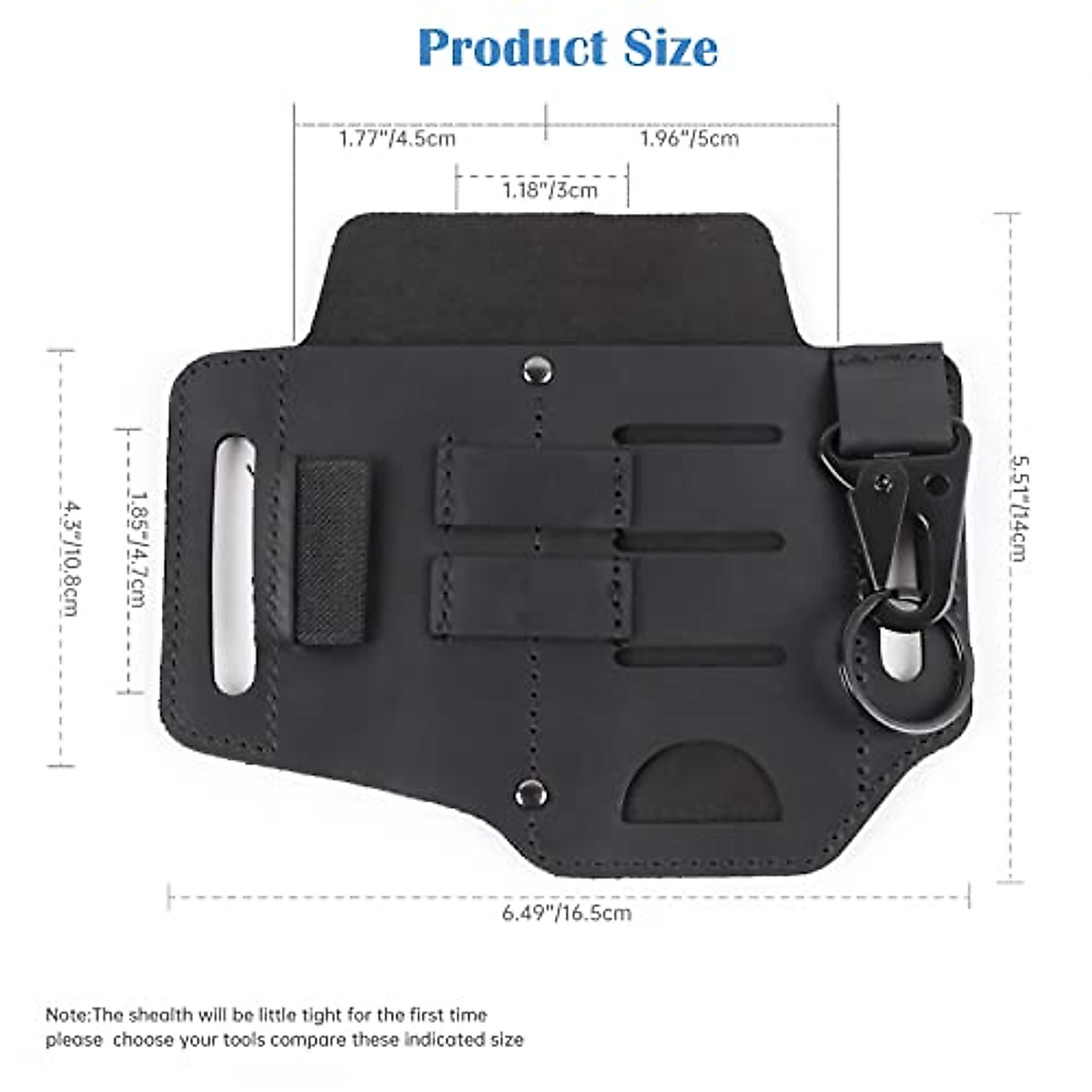 Leather Sheath for Belt,Multitool Sheath EDC Pocket Organizer for Men with Pen Holder,Knife Leather Pouch Flashlight Holster