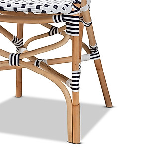 Baxton Studio Naila Natural Rattan Dining Chair, 2-Piece Set, Black