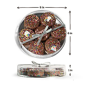 Happy Birthday Chocolate Dipped Oreo Cookies Gift | Olde Naples Hand Decorated Oreo Cookies | Gift Basket 7pc Oreo Cookies Assortment Milk Chocolate (Pink)