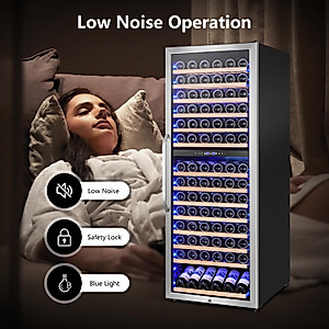 Velivi Wine Fridge Freestanding Dual Temperature Zone, Wine Cooler Refrigerator for 154 Bottles, 24 Inch Wide Large Wine Cooler with Professional Temperature Control System, Quiet Operation