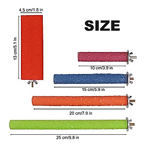 Xuezoioy Bird Perches for Cage, Portable Parrot Stand Toy Pack of 4 Bird Perch Stand Platform Paw Grinding Stick Cage Accessories Exercise Toys for Budgies,Parakeet,Hamster(Random Color)