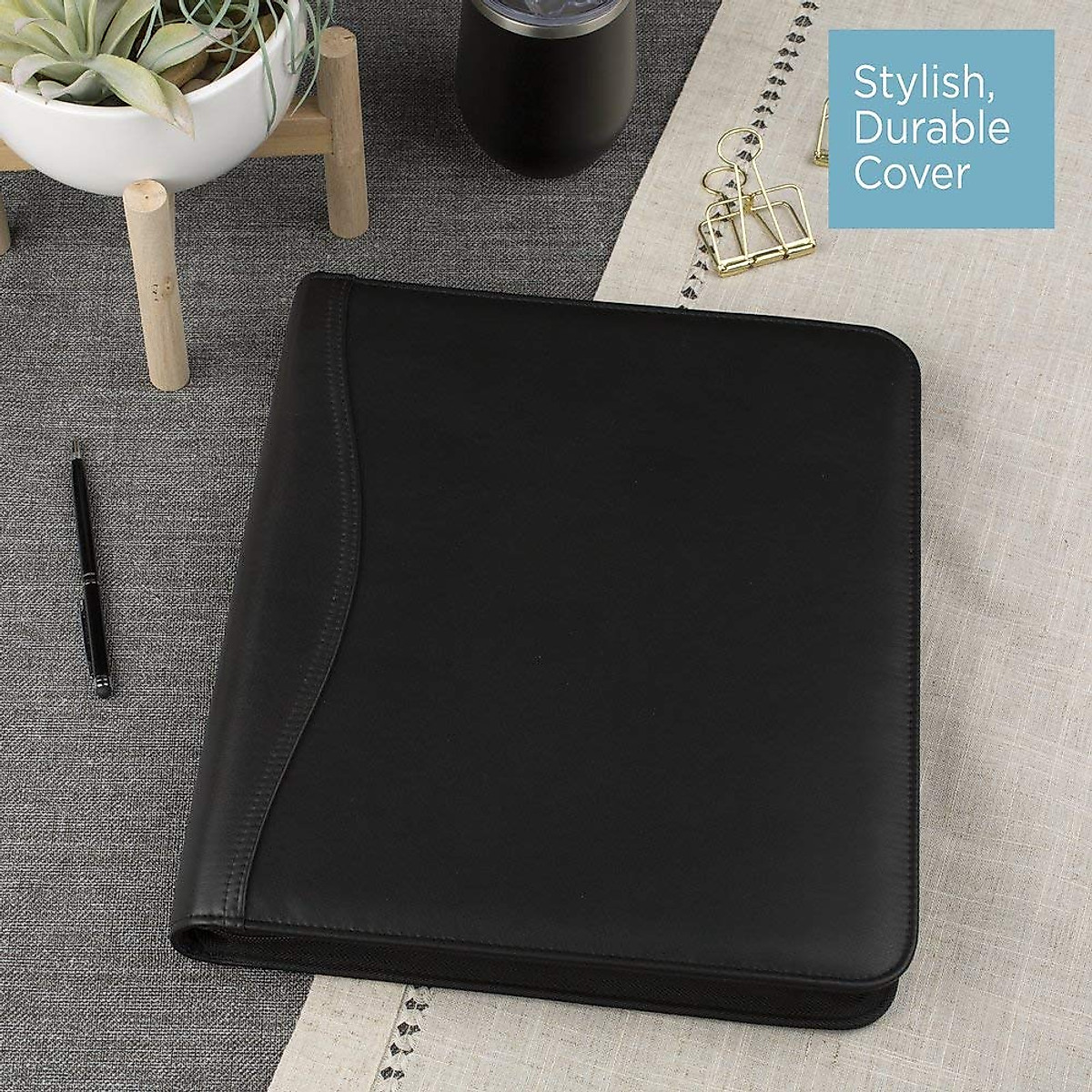 AT-A-GLANCE Genuine Leather Undated Starter Set, Folio Size, Black (038-0540-05)