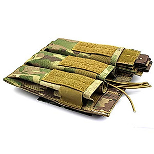 ROCOTACTICAL Tactical Molle Magazine Pouch, Open Top, Kriss Tactical Triple Mag Pouch, Molle Triple Tactical Mag Pouch (CP Multicam)