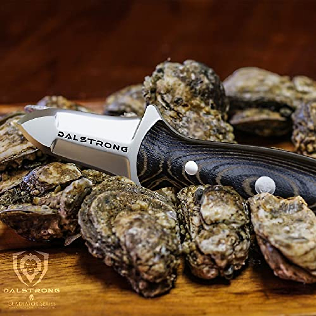 Dalstrong Oyster Shucking Knife - 3" Professional Clam and Shellfish Tool - Gladiator Series Elite - Forged German High-Carbon Steel - G10 Handle - Sheath Included - NSF Certified
