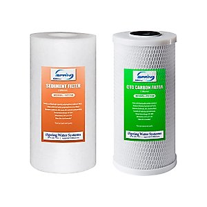 iSpring F2WGB21B Whole House 4.5"x10" Water Filtration Big Blue High Capacity Sediment and CTO Carbon Block Water Filter Replacement Cartridge Pack Set for WGB21B