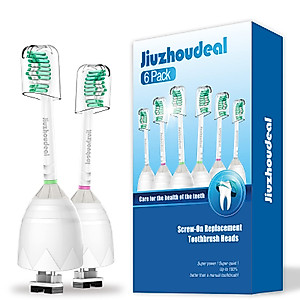 Jiuzhoudeal Replacement Toothbrush Heads for Philips Sonicare E-Series, Compatible with Sonicare Essence, Elite, Advance, CleanCare Screw-on Electric Toothbrush HX7022/66, 6 Pack