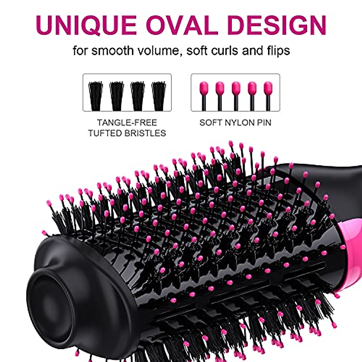Hair Dryer Brush Blow Dryer Brush in One, 3 in 1 Hair Dryer and Styler Volumizer with Negative Ion Anti-frizz Blowout Ceramic Coating Hot Air Brush, Mothers Day Gifts for Mom, 75MM Oval Shape