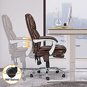 HOMREST Executive Office Chair, Ergonomic Office Chair with Adjustable Lumbar Back Support,Big and Tall Office Chair with Massage and Heat,Home Office Desk Chair,Black